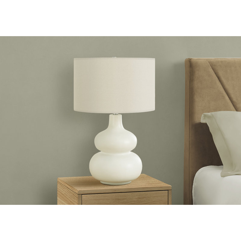 Ivy Bronx Lighting, 25"H, Table Lamp, Ivory / Cream Shade, Cream ...