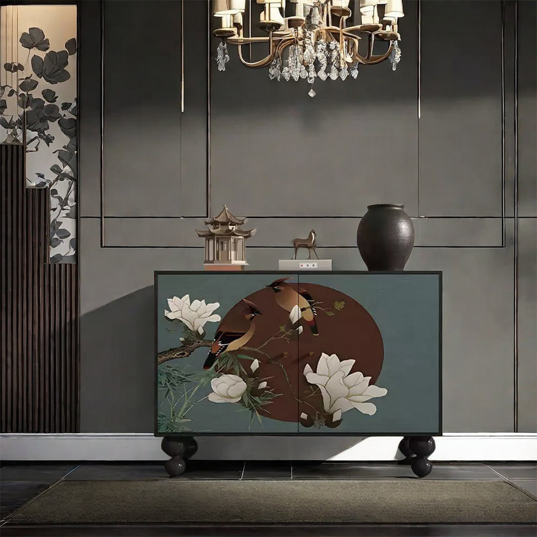 Vivid Space Creation Stylish Storage Cabinet with Sturdy Wood Legs ...