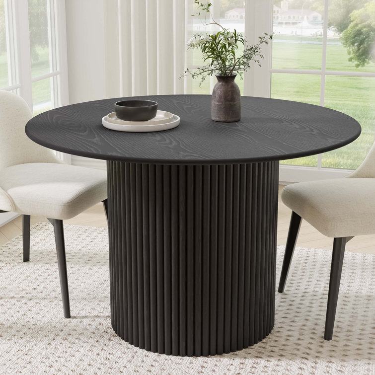 Ivy Bronx Solid Wood Dining Table Round Pedestal Kitchen Table | Wayfair