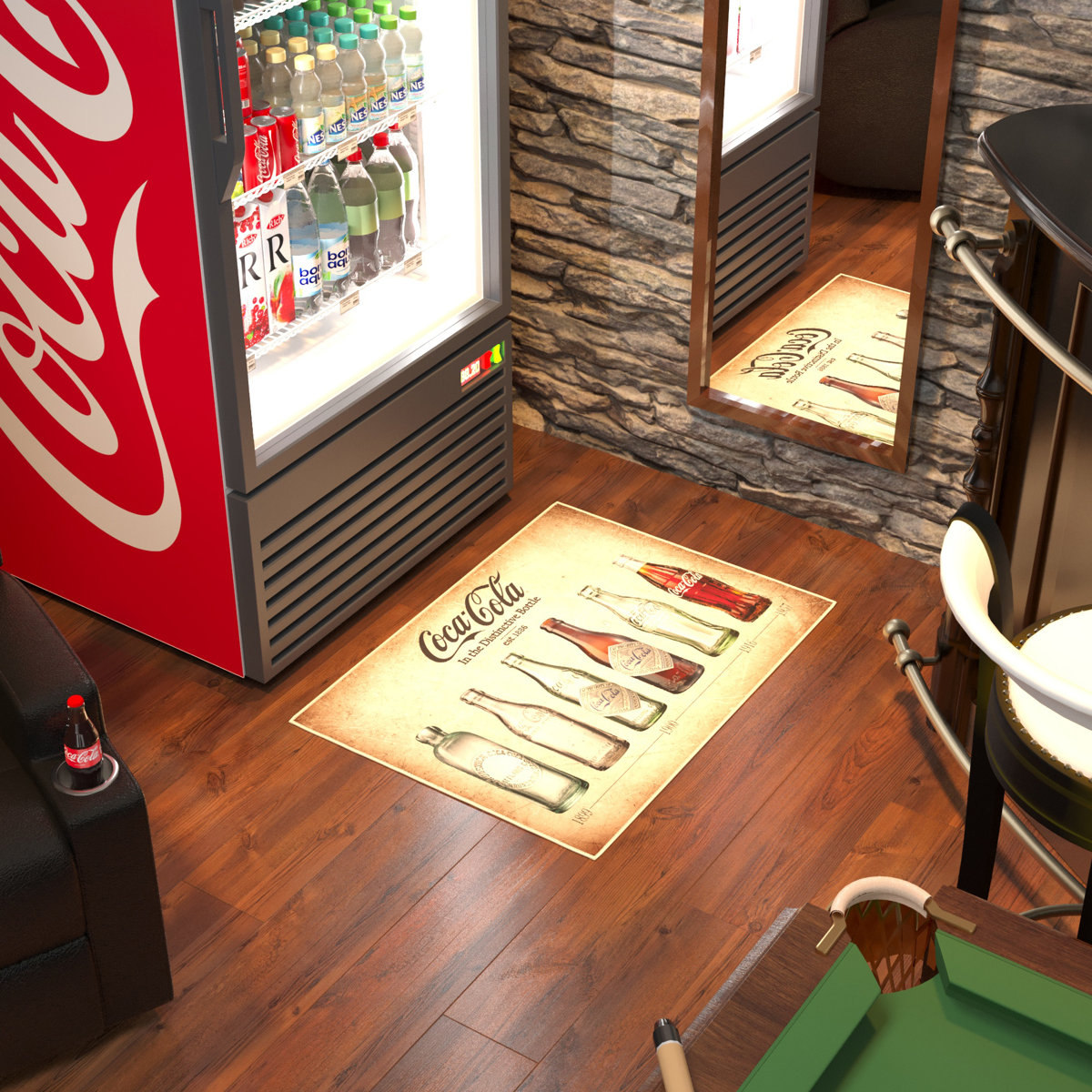 Ottomanson Coke Man Cave Décor Bedroom Coca-Cola Bottle Evolution Non ...