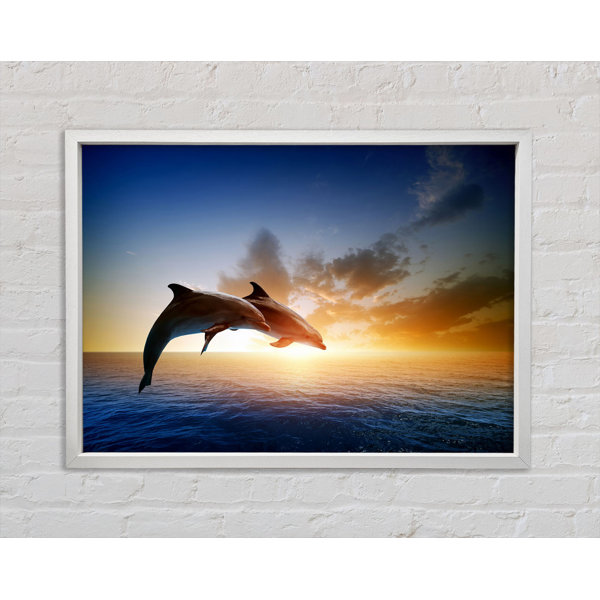 Bright Star Springende Delfine im Sonnenuntergang - Druck | Wayfair.de
