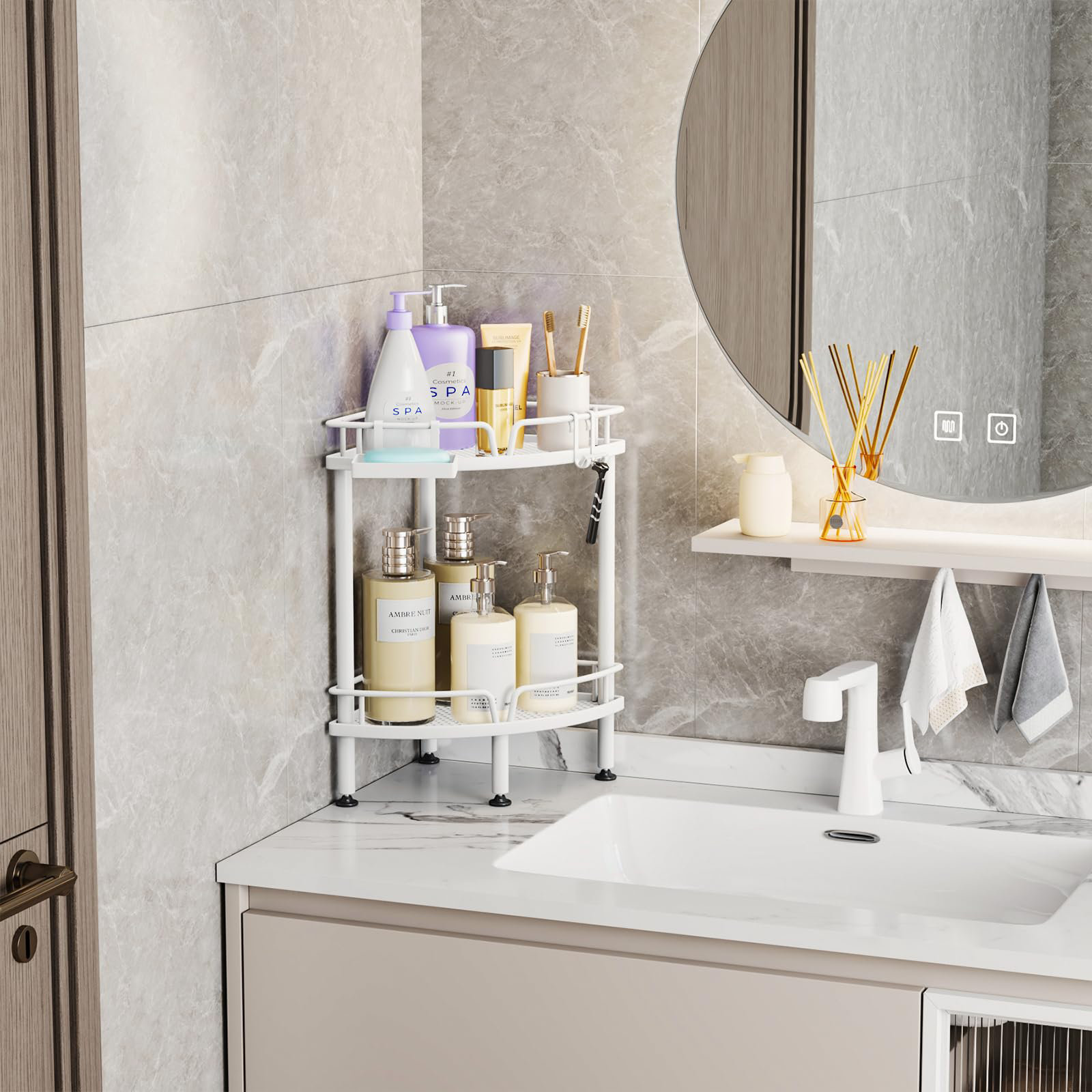 Rebrilliant Corner Shower Caddy Stand Shower Organizer With Soap Holder ...