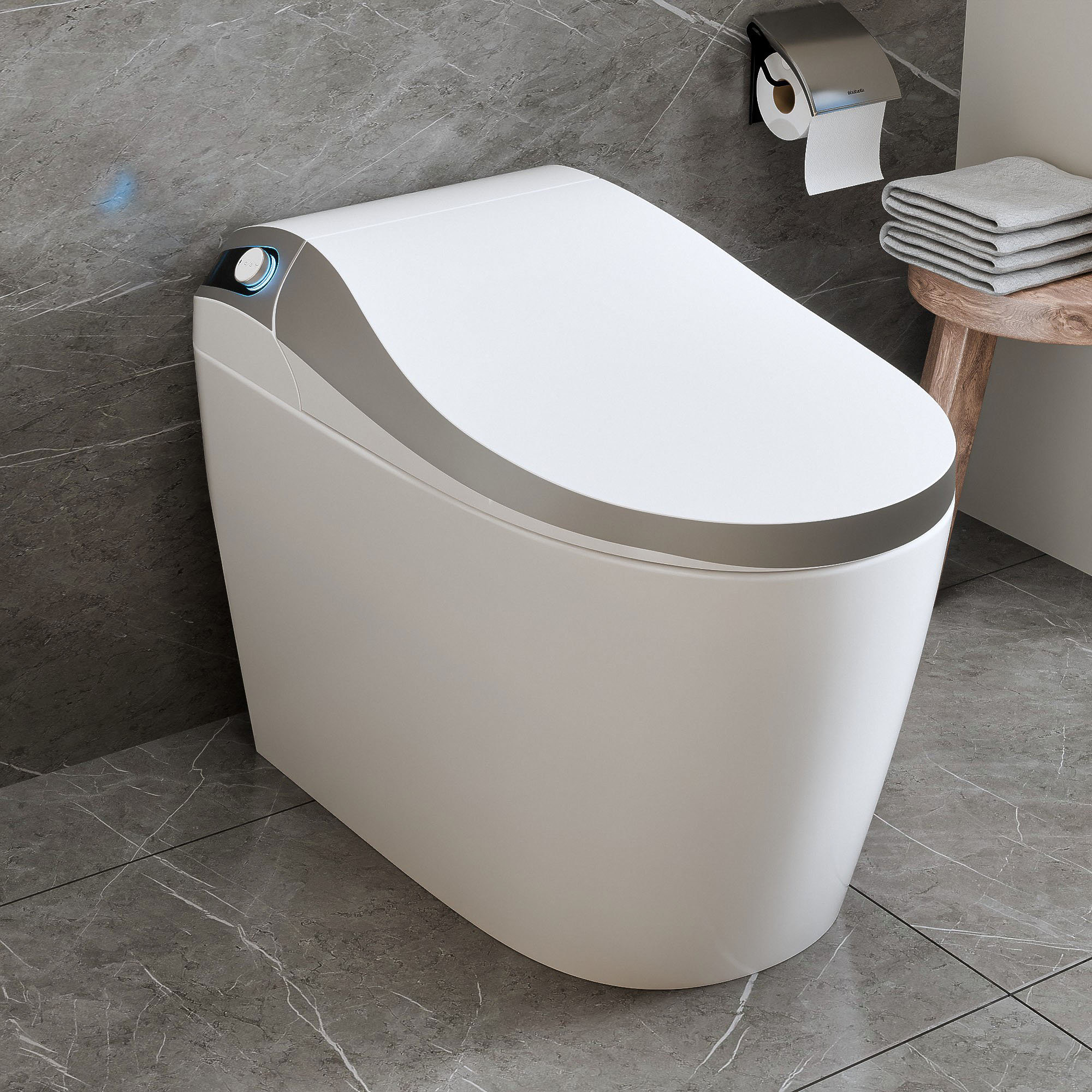 FUFU&GAGA Smart Toilet With Tankless Bidet Wash, Auto Open Lid, Heat ...
