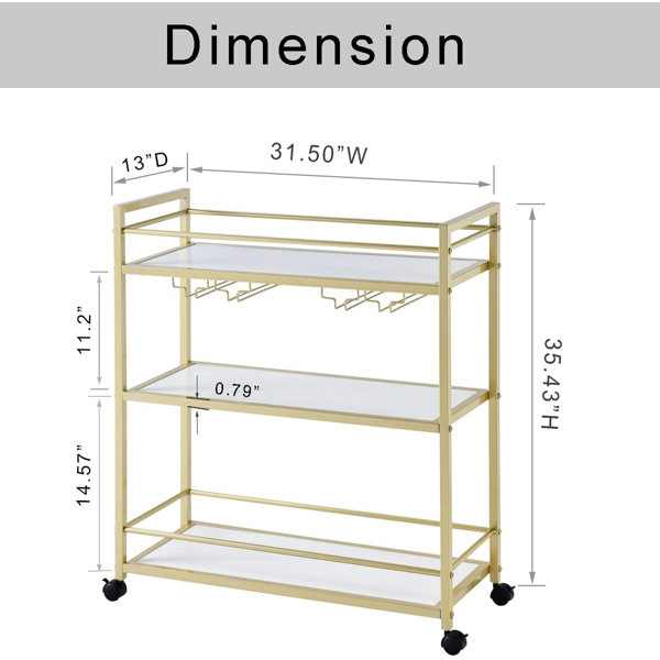 Mercer41 Zylphia Metal Bar Cart | Wayfair