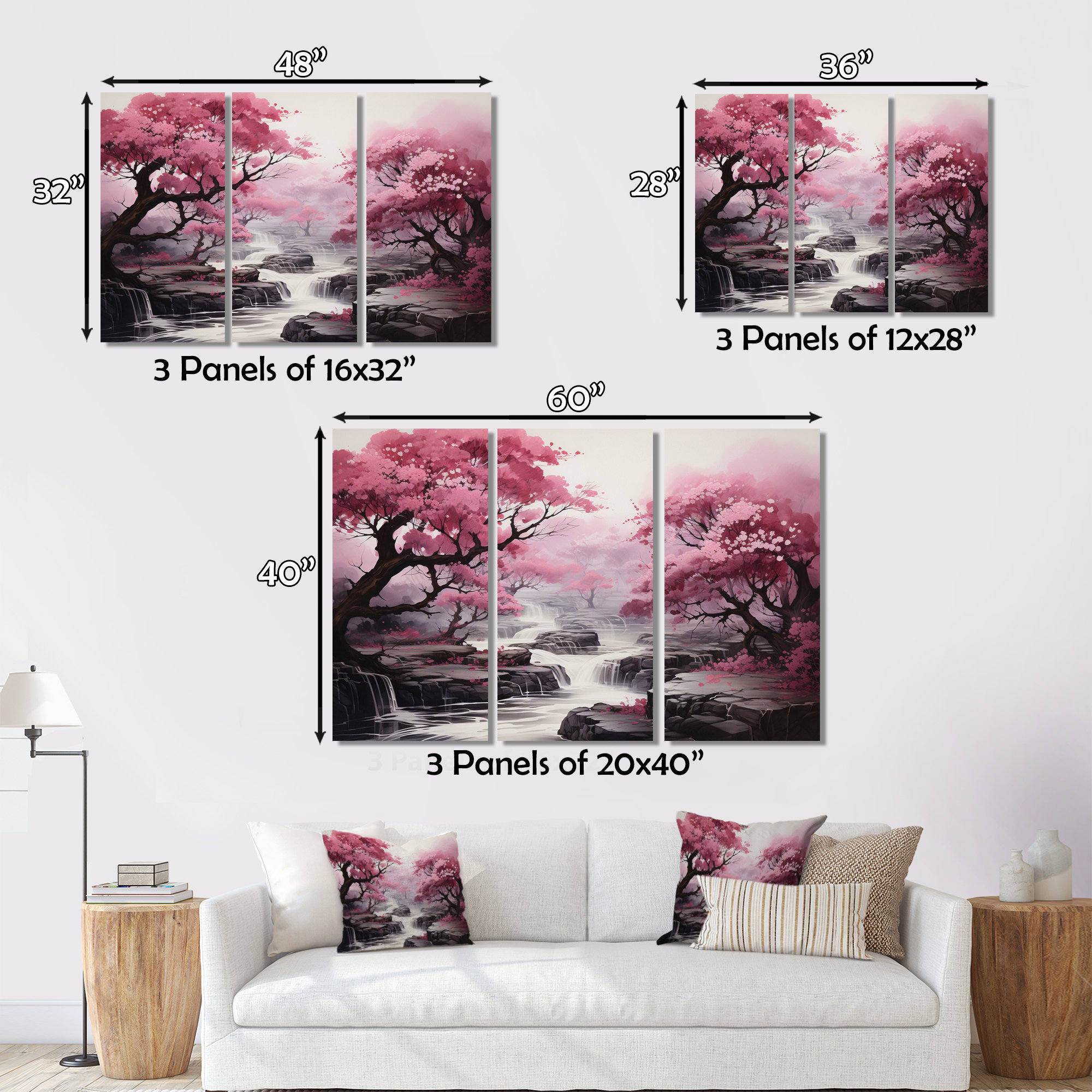 Millwood Pines Pink Trees Waterfall Endless Journey - Landscapes Wall ...
