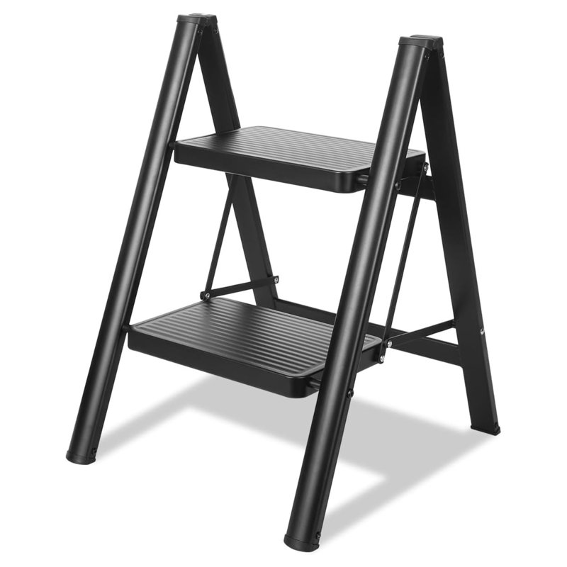 Ebern Designs 2-Step Steel Folding Step Stool Ladder | Wayfair