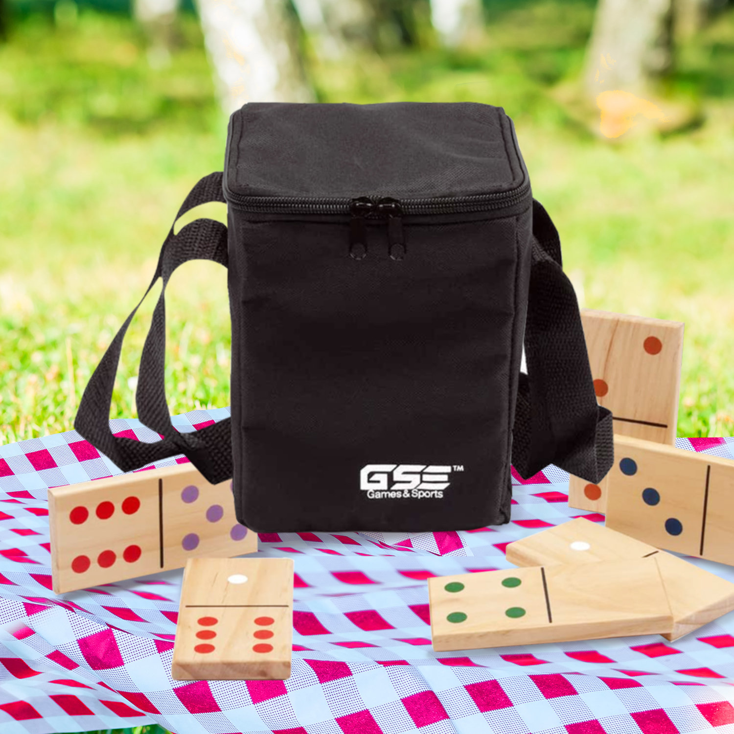 GSE Games & Sports Expert GSE 28-Piece Giant Wooden Dominoes with Multi ...