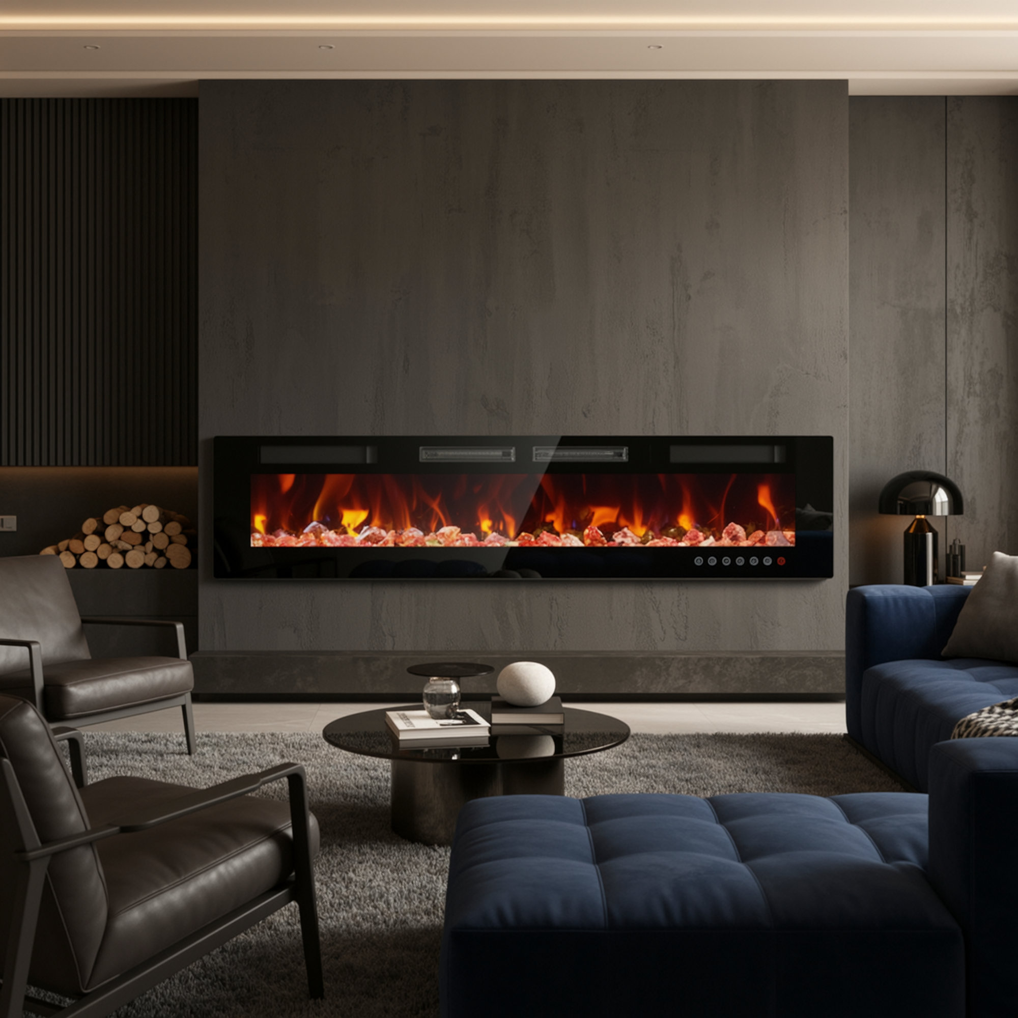 Symple Stuff Recessed Wall Mounted Electric Fireplace | Wayfair
