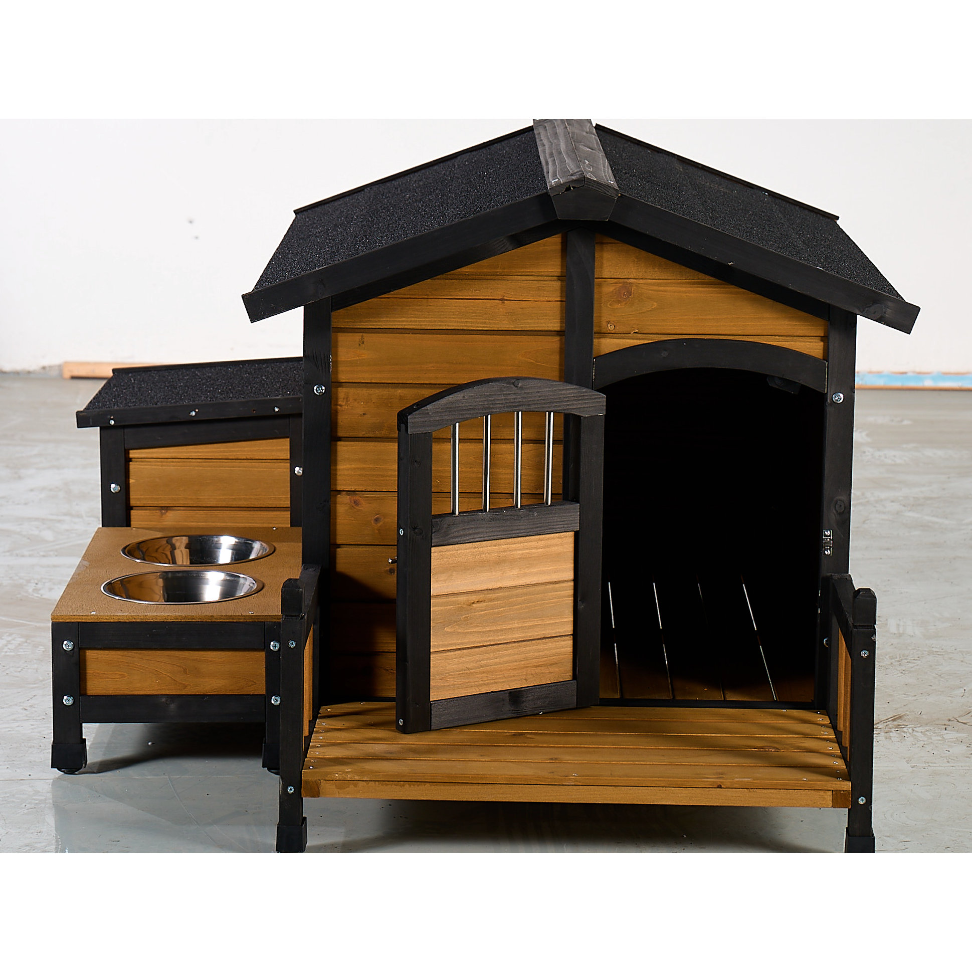 August Grove® Outdoor Pet Dog Kennel With Porch, Lockable Door, And ...
