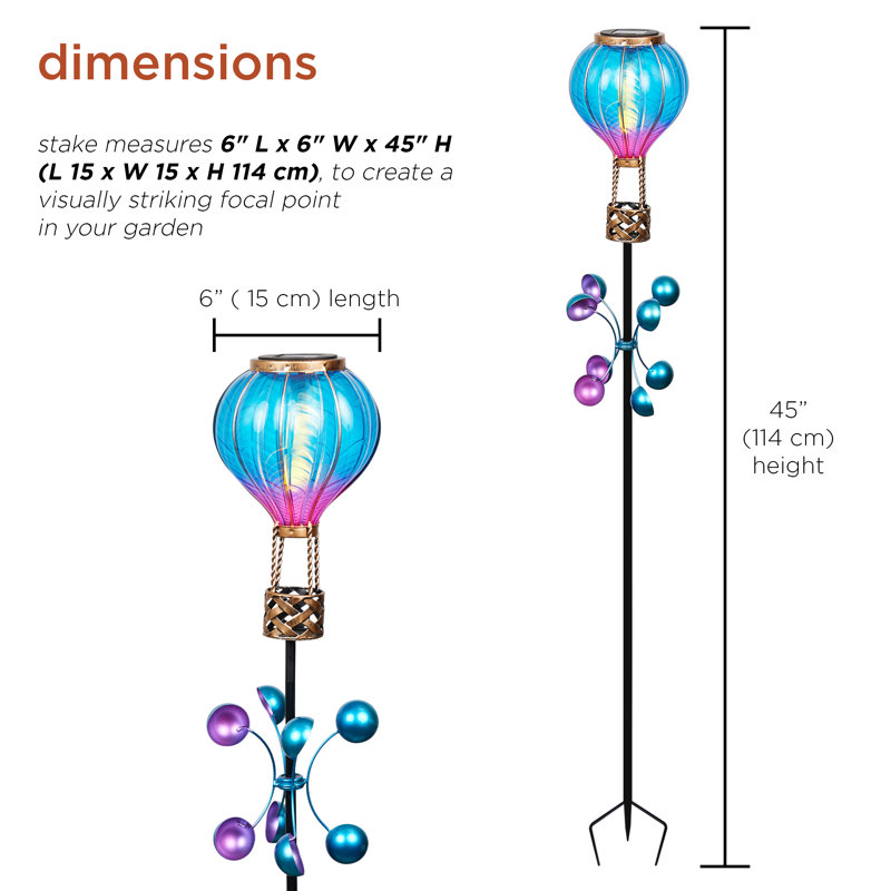 Alpine 45"H Hot Air Balloon Solar Garden Stake & Reviews | Wayfair