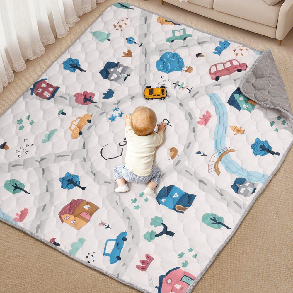 Comomy Playpen Mat, 50"x50"/71"x79" Thicken Padded Play Mats For Baby ...