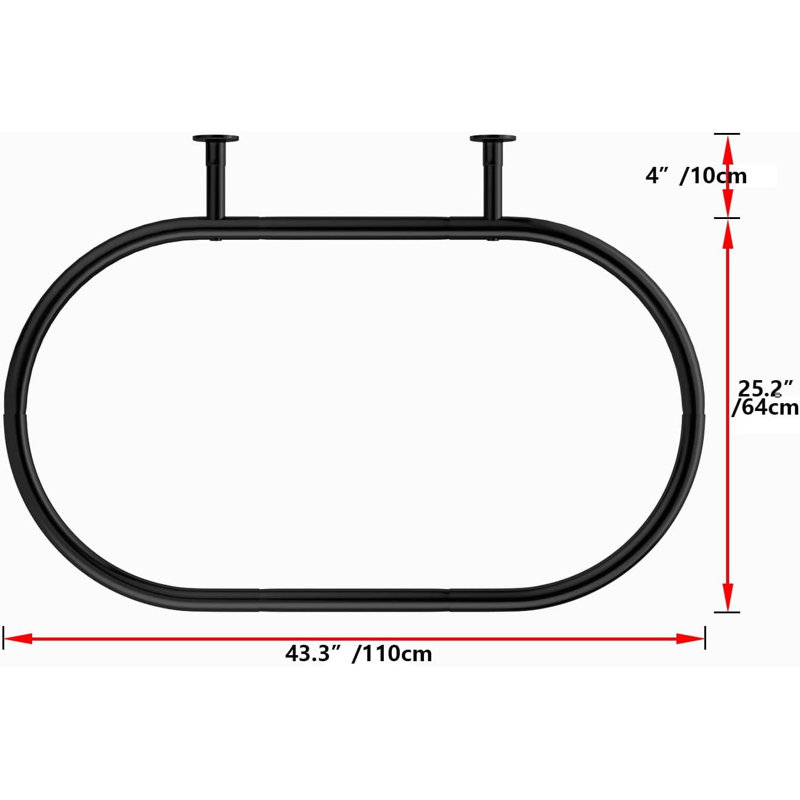 MABOSY Aluminum Alloy Oval Shower Curtain Rod Hoop Square Shape ...