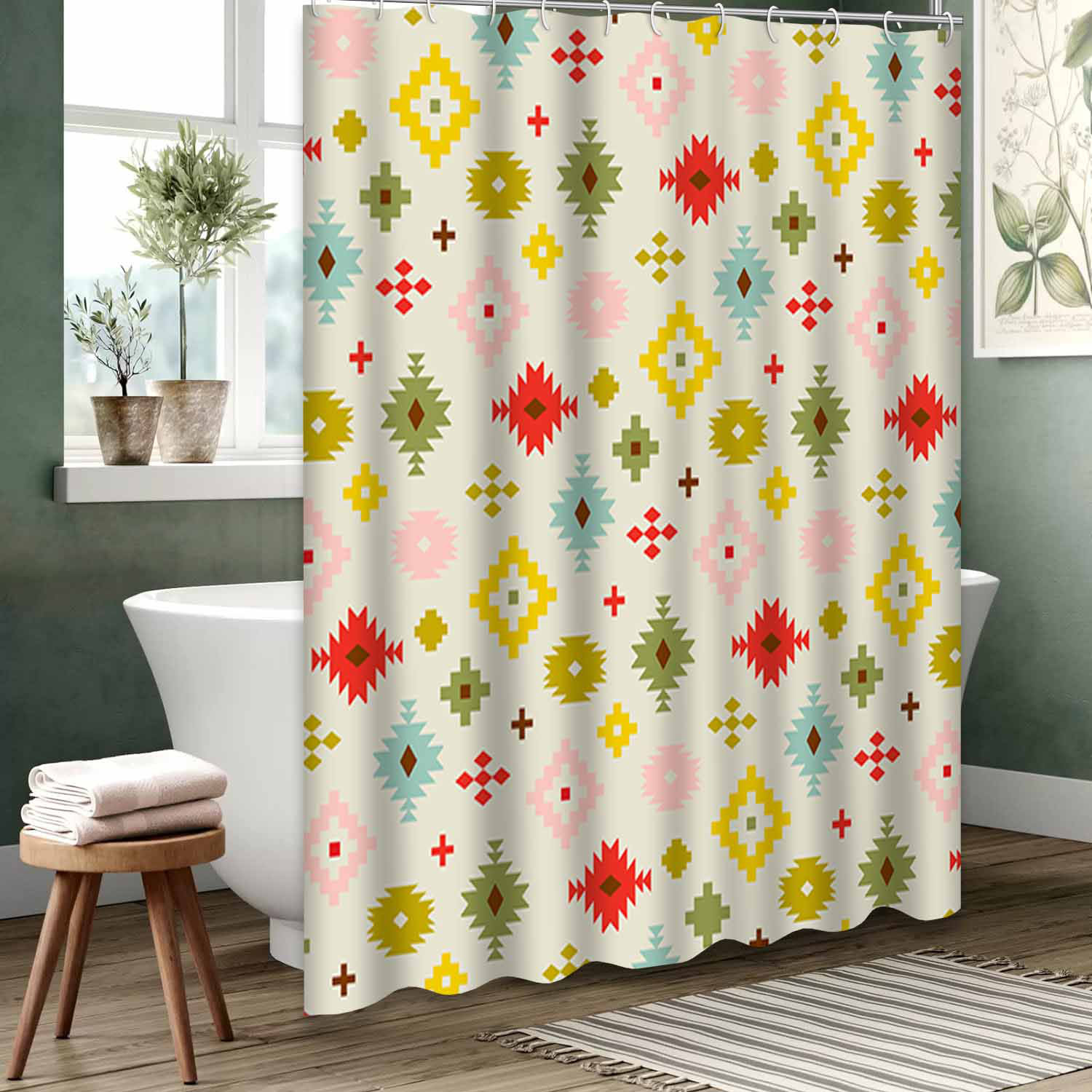 East Urban Home Southwestern Aztec Waterproof Shower Curtain ...