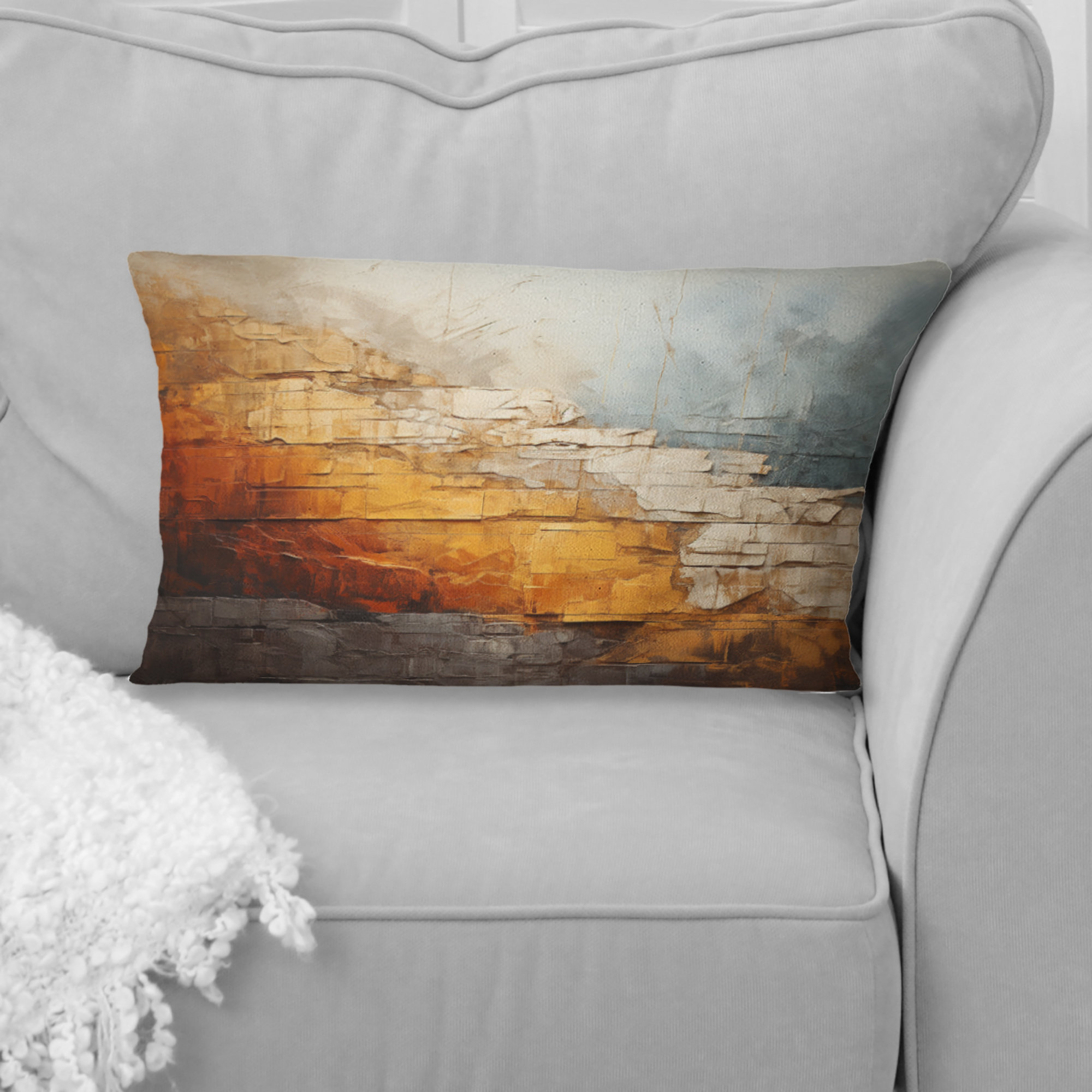 Design Art Grey And Orange Geological Wonders - Dams Printed Throw ...