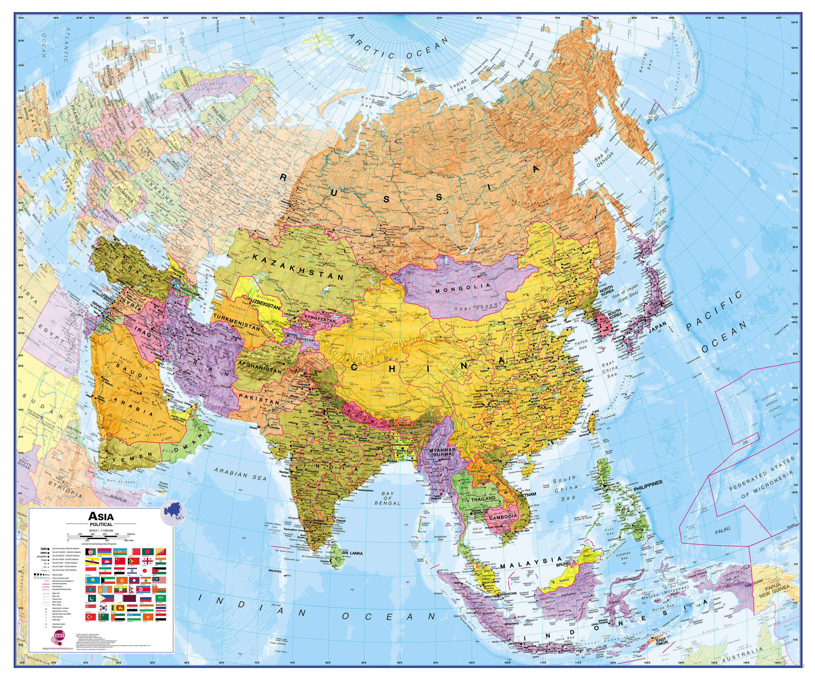 Brayden Studio Large Asia Wall Map Political - Unframed Art Prints on ...