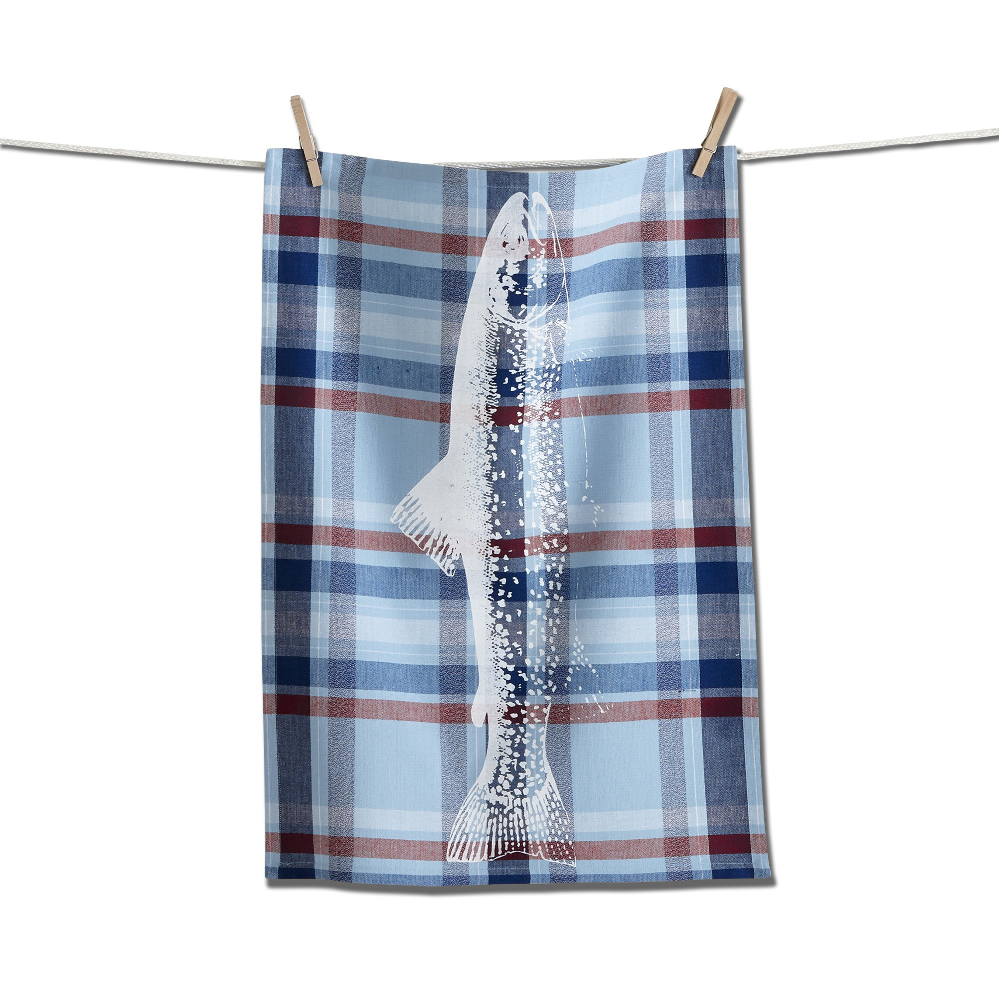 The Holiday Aisle® Jackson Plaid Fish Dishtowel | Wayfair