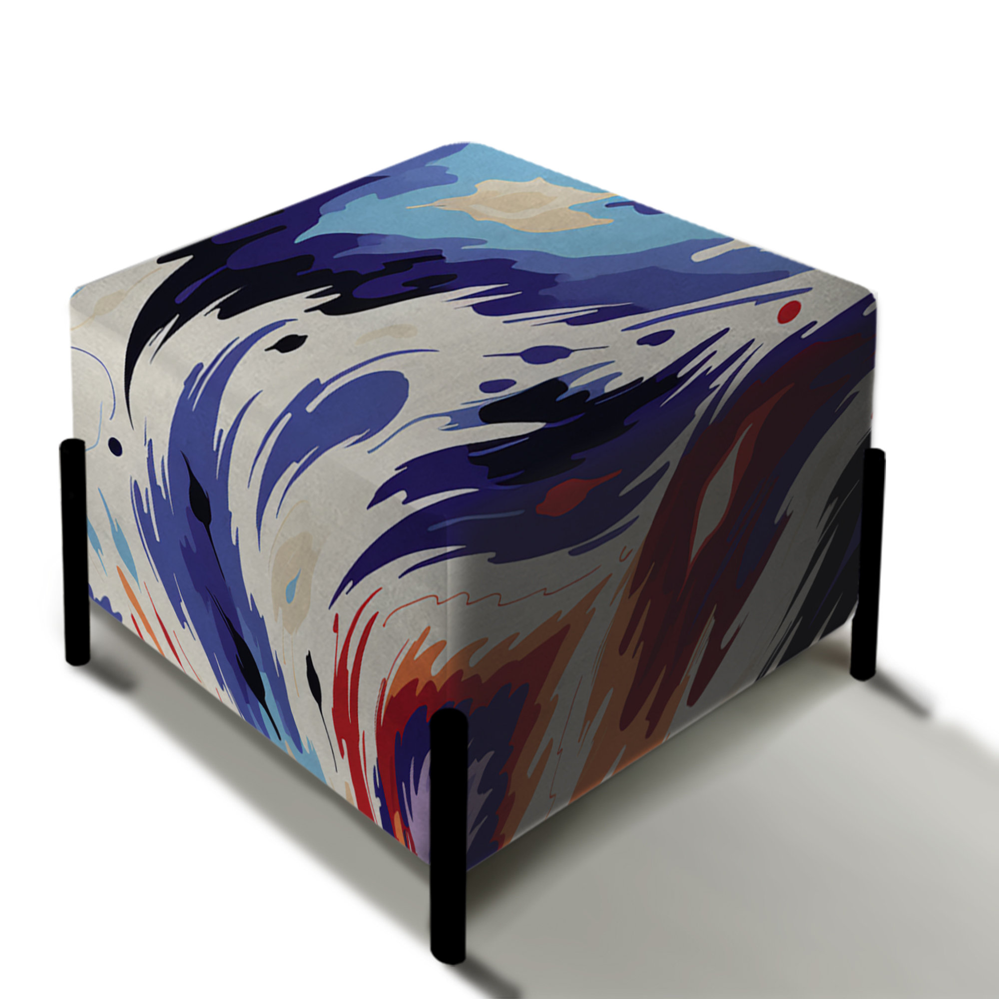 Design Art Purple Tribal Ikat Harmony Embrace - Ikat Square Ottoman ...