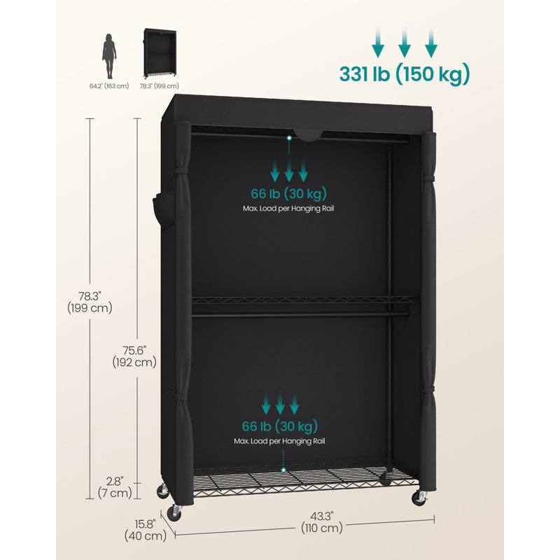 Latitude Run® 43.3-inch Wide Clothing Rack On Wheels | Wayfair