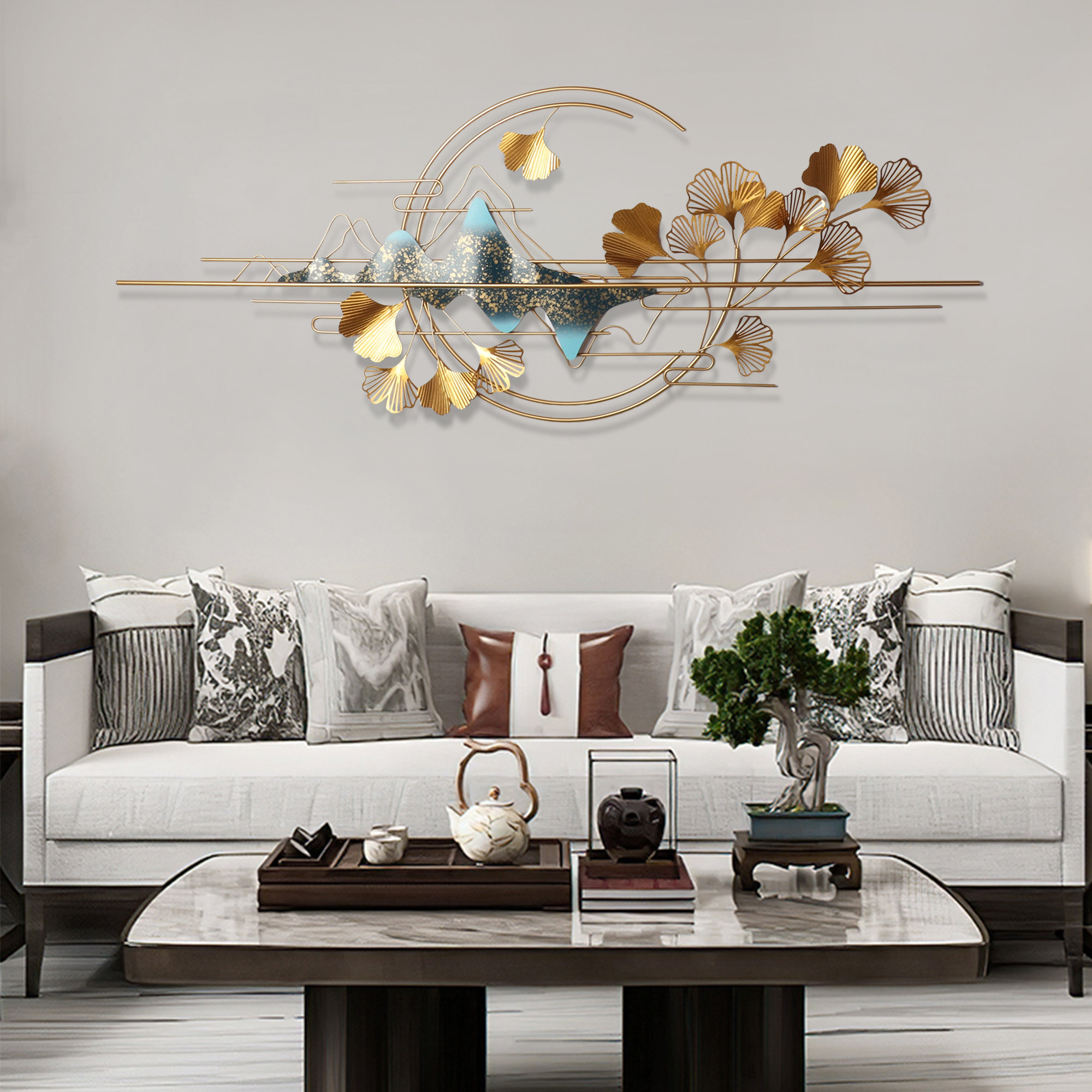 Everly Quinn Landscape & Ginkgo Leaf Wall Decor on Metal & Reviews ...