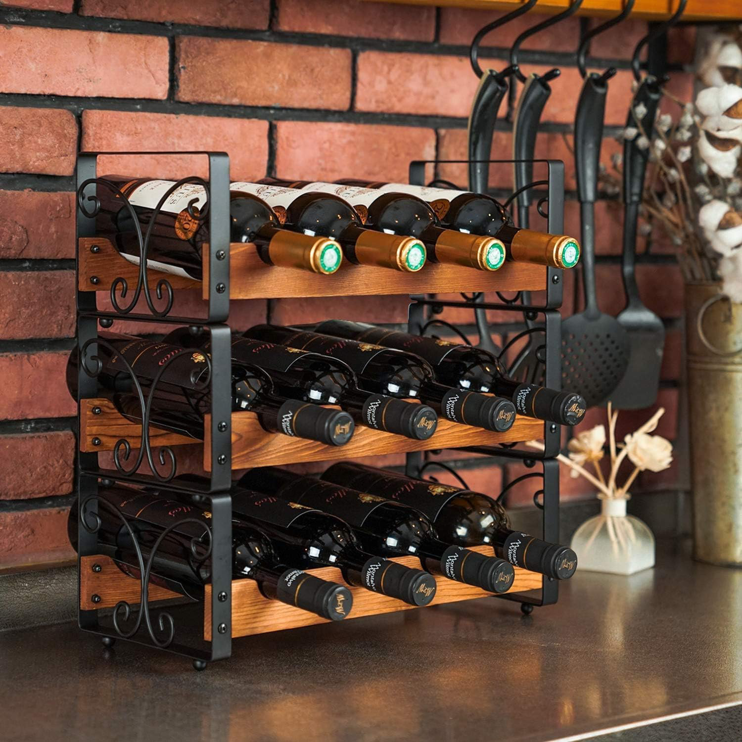 Trent Austin Design® 3 Tier Stackable Wine Rack Freestanding 12 Bottles ...