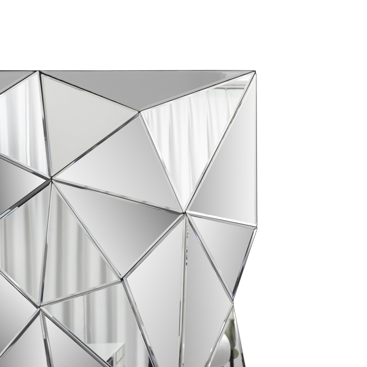 Everly Quinn Faustine Modern 3D Wall Mirror Irregular Triangle Accent ...