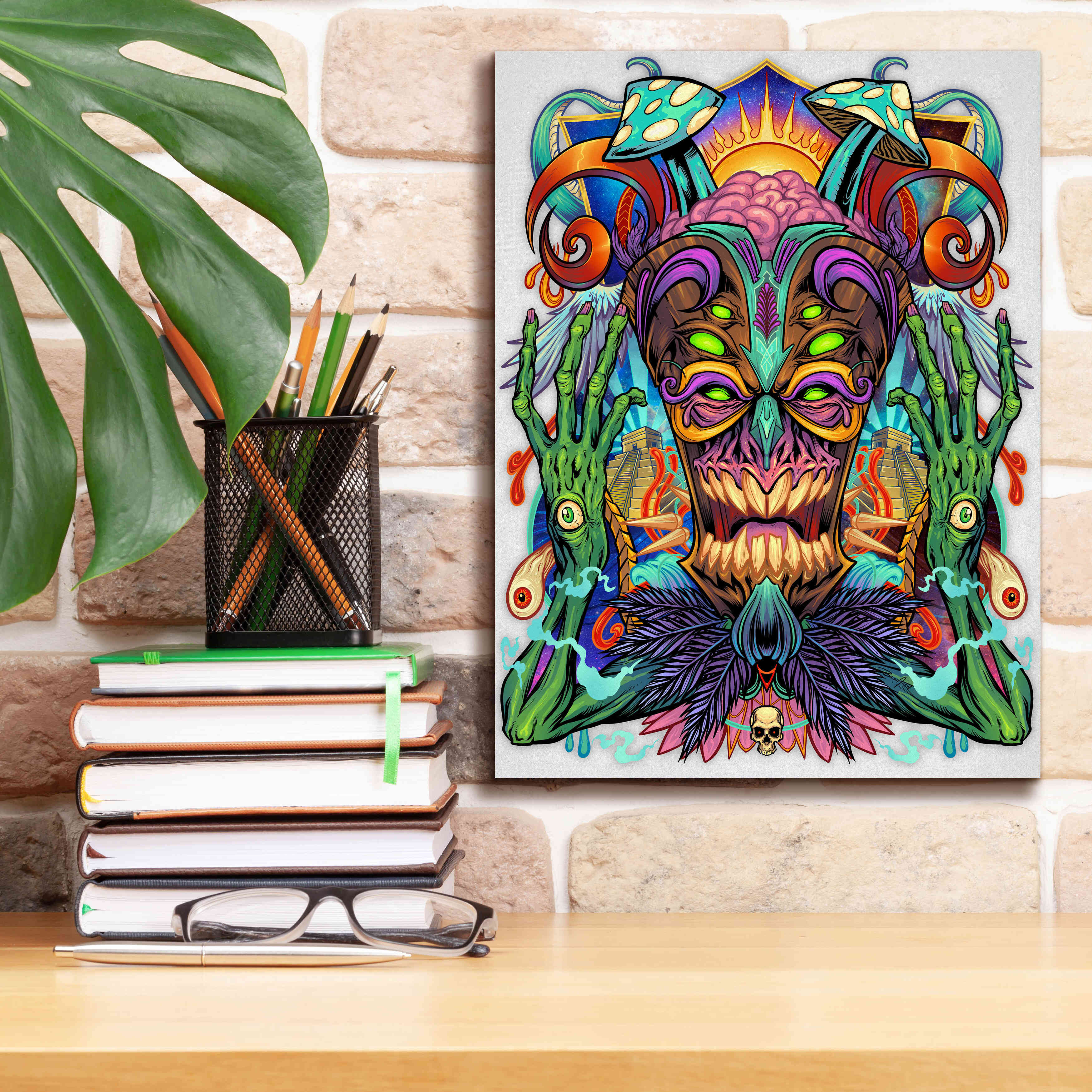 Trinx Jazelle Psychedelic Tiki Creature On Canvas Print | Wayfair