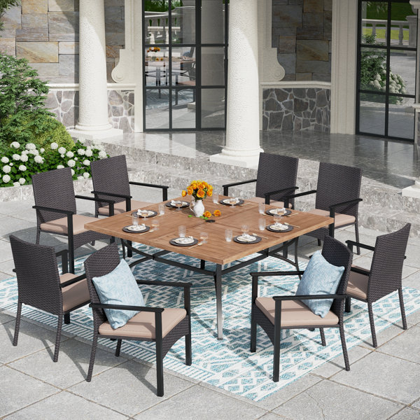 Lark Manor Ballarat 8 - Person Square Outdoor Dining Set with Cushions ...