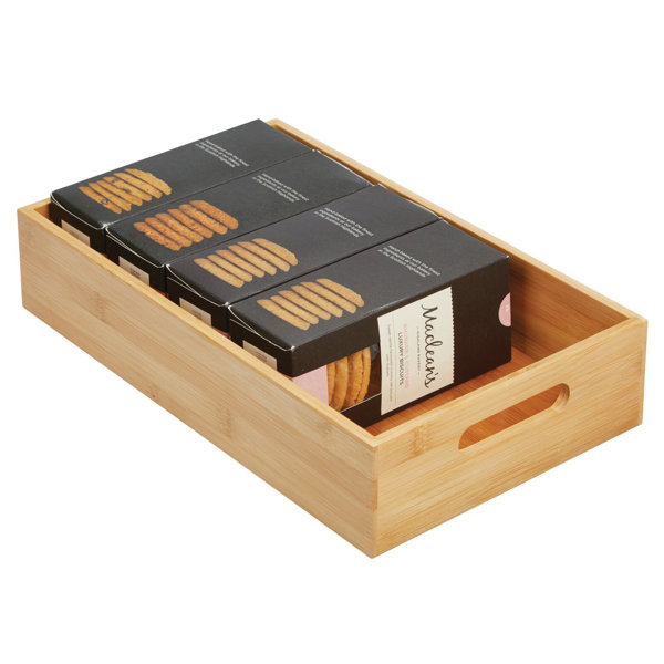 mDesign Wide Bamboo Kitchen Fridge/Drawer Organizer Bin Box Tray ...
