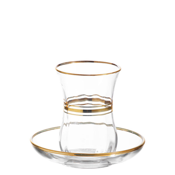LAV Turkish Tea Glasses And Saucers Set 12-Piece, 4 Oz Authentic Small ...