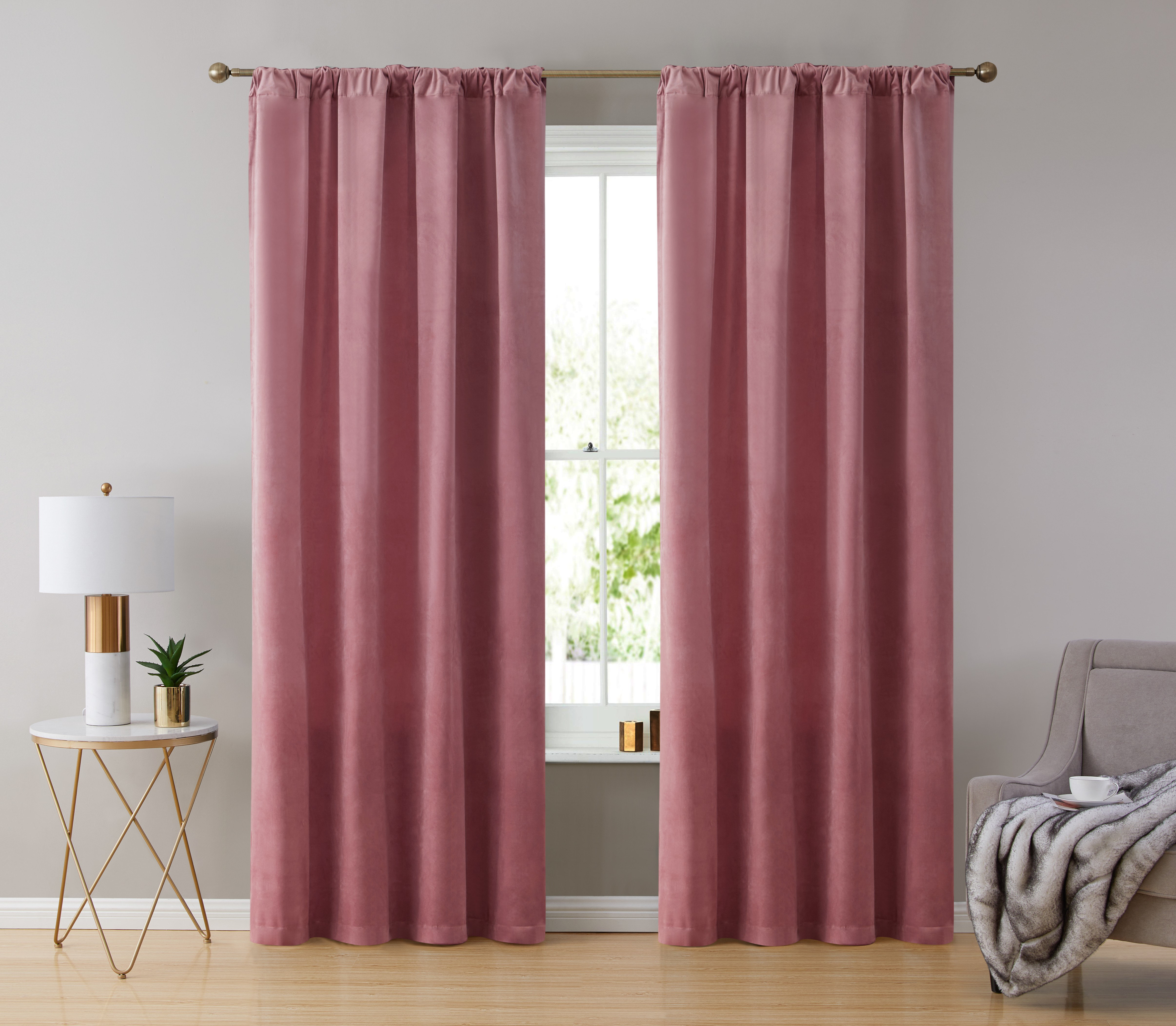 Eider & Ivory™ Monroy Velvet Solid Color Curtain Panels Set & Reviews ...