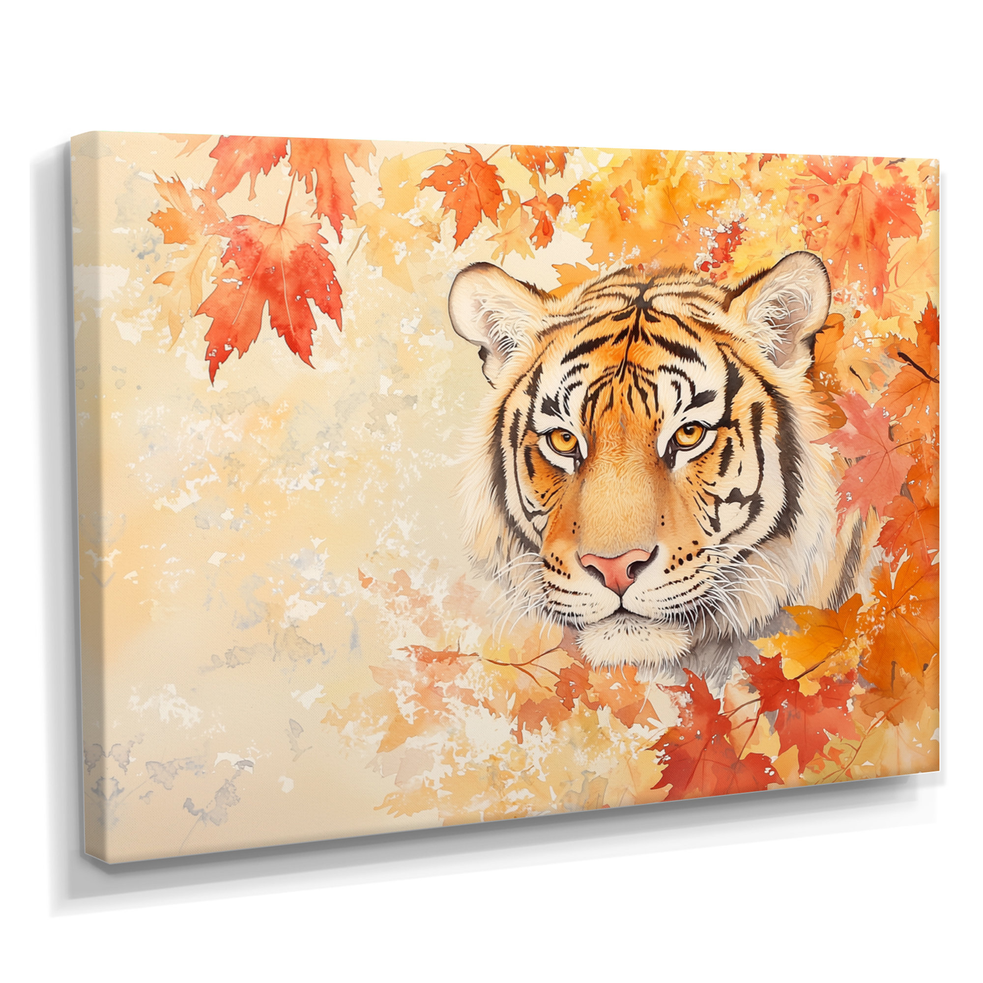 Union Rustic Tiger In The Autumn Leaves II - Tiger Wall Art Living Room ...