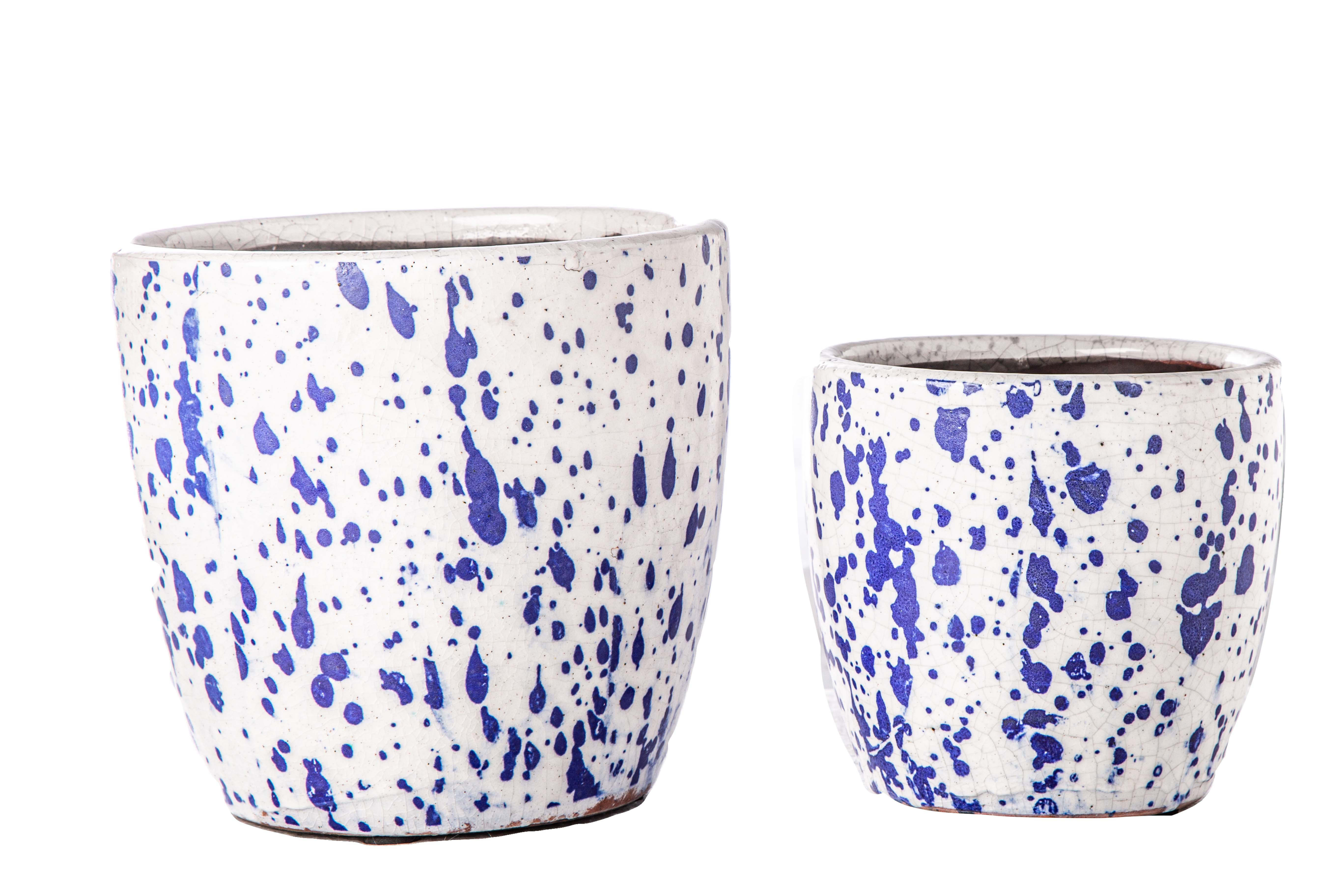 Urban Trends Ceramic Round Pot Gloss Finish Blue | Wayfair