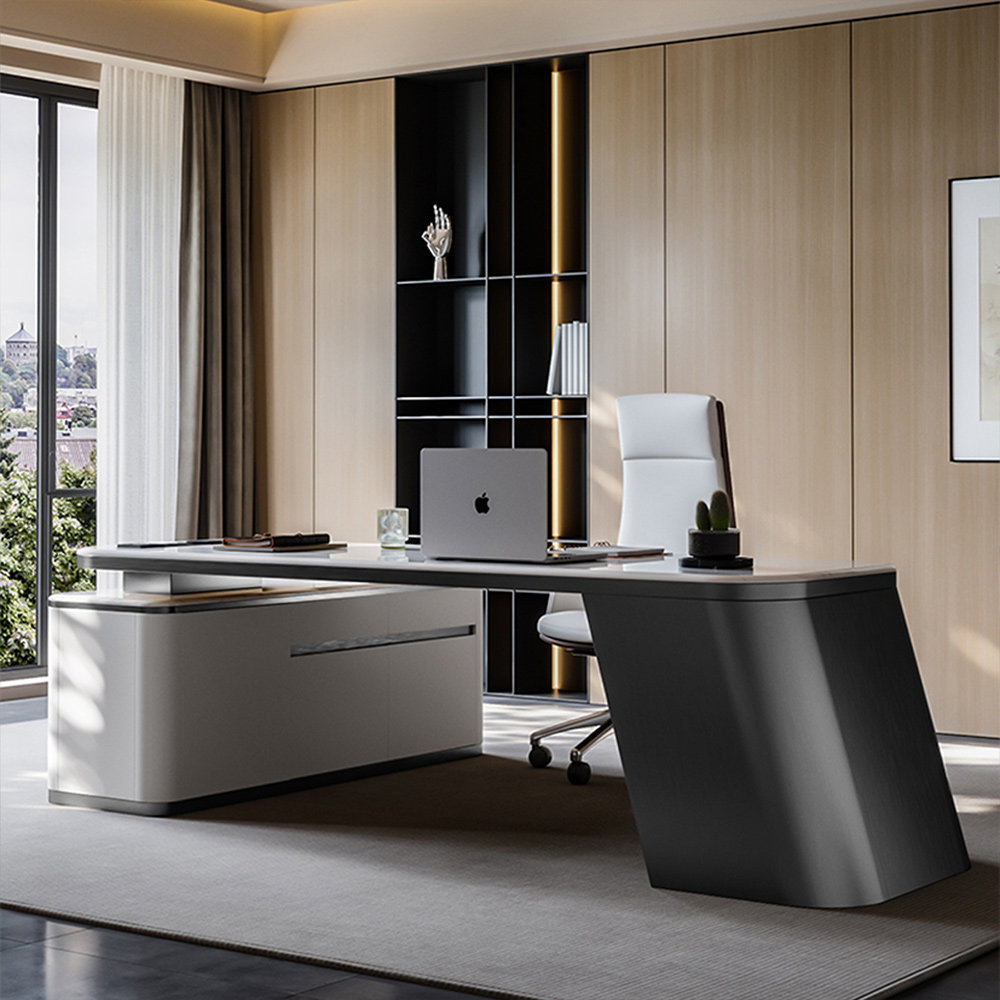 Flexy Infotech 86.61" White+Gold L-Shaped Sintered Stone+Manufactured ...