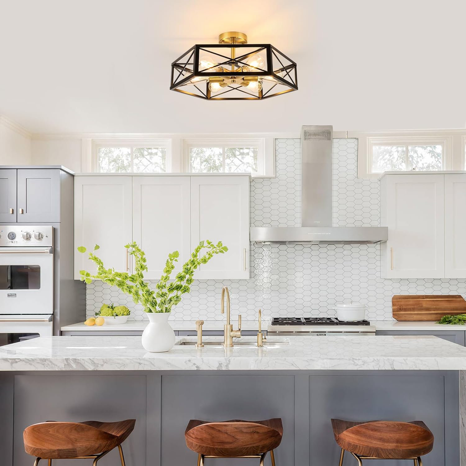 House of Hampton® Industrial Semi Embedded Ceiling Light | Wayfair