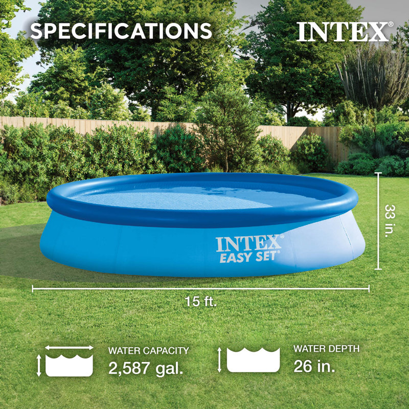 Intex Easy Set Inflatable Kid Family Swimming Pool with Filter Pump ...