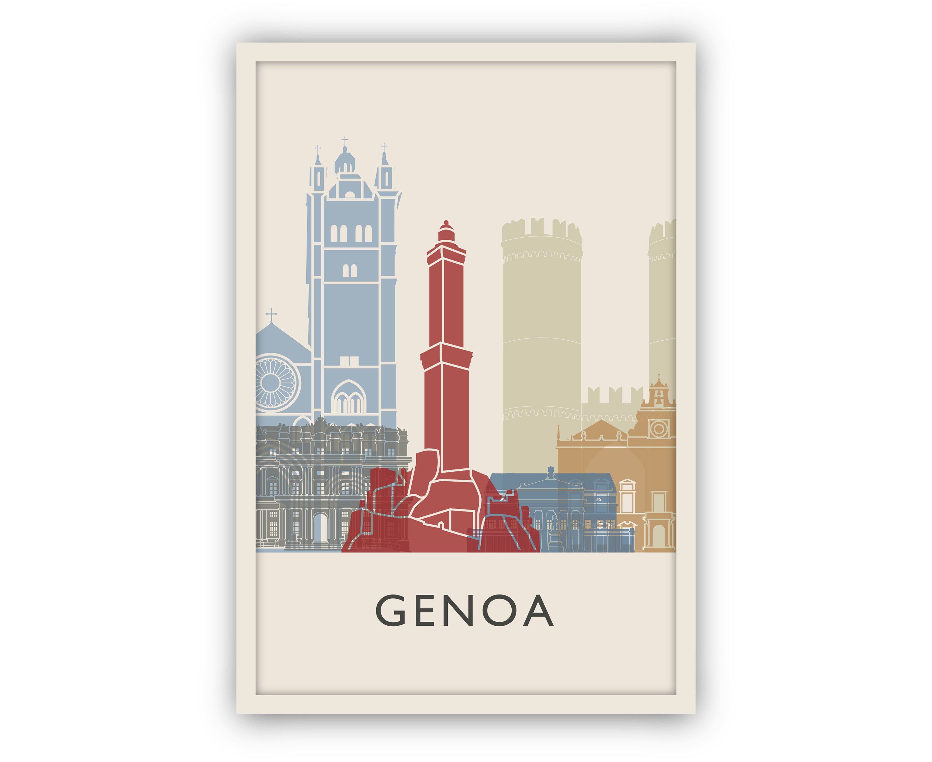 Ebern Designs Genoa Illustration Poster World Cities On Paper Print ...