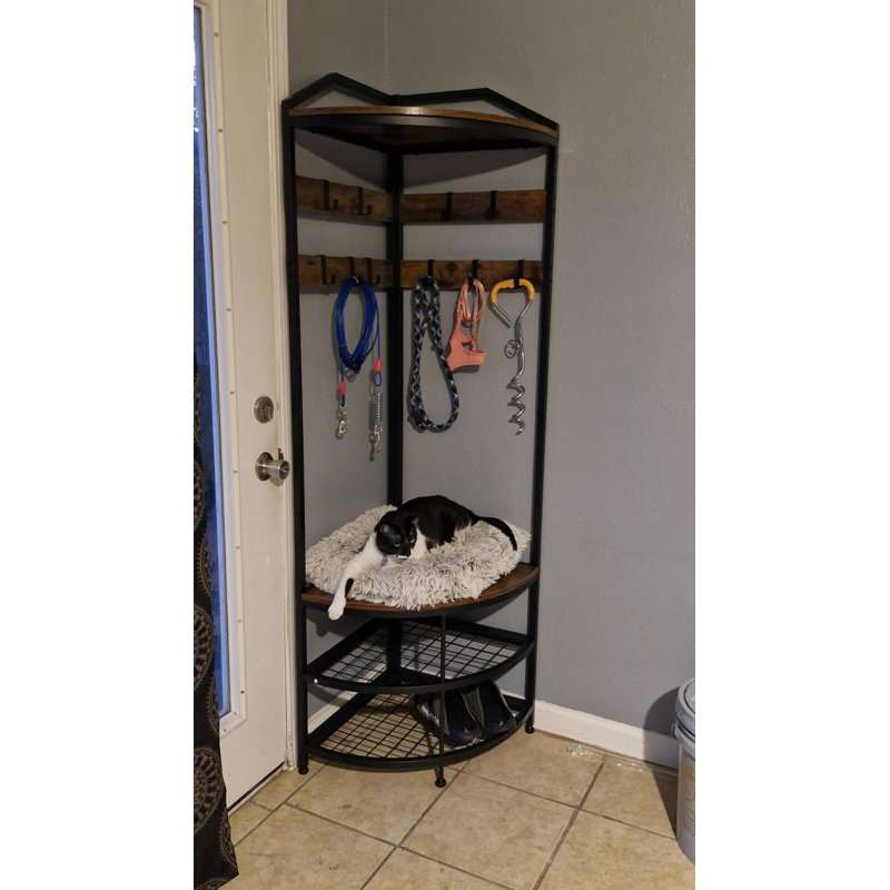 Umedas Corner Hall Tree with Shoe Bench Entryway Coat Rack with 10 ...