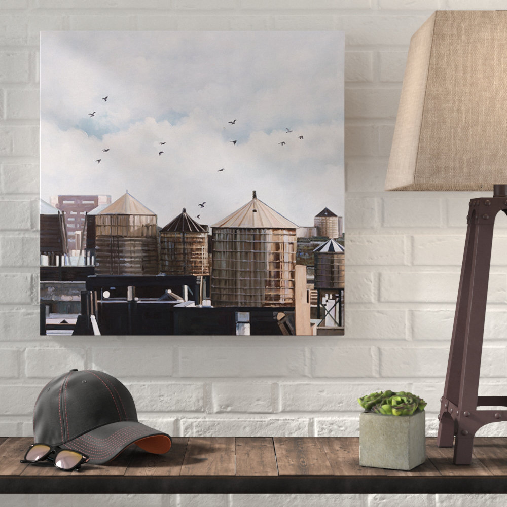 Williston Forge 'Water Towers' Oil Painting Print on Wrapped Canvas ...
