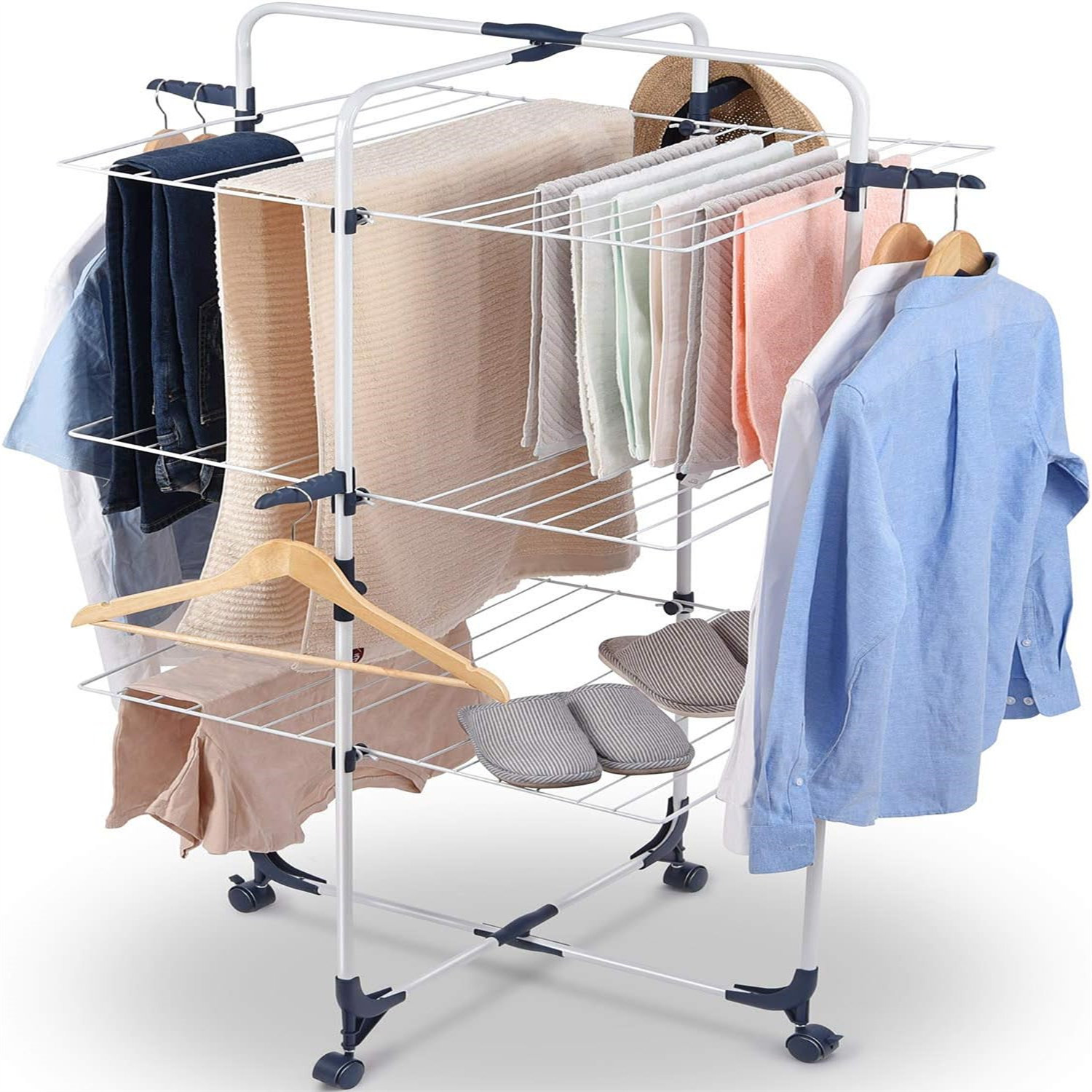 Rebrilliant Metal Folding Clothes Drying Rack,Large Capacity Laundry ...