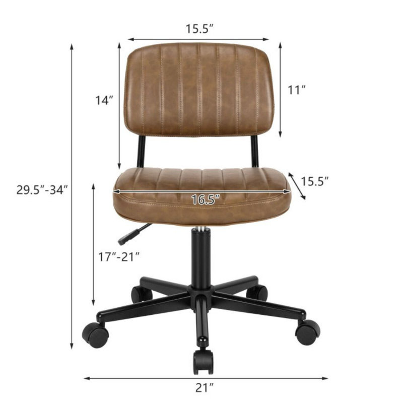 17 Stories Ilianah Pu Leather Office Chair Adjustable Swivel Task Chair ...