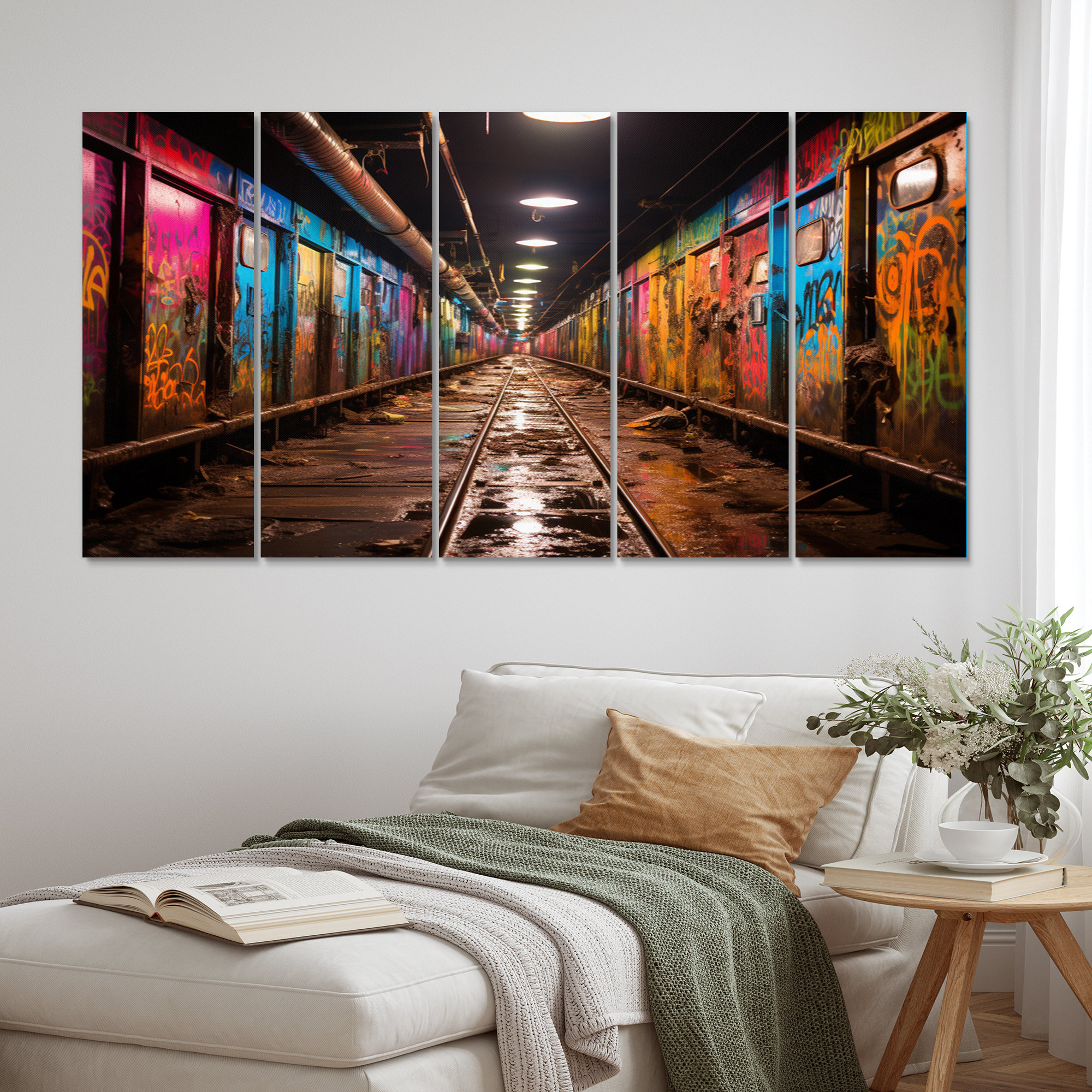 17 Stories Colorful Tunnel Graffiti Oasis Bold - Tunnels Metal Wall Art ...