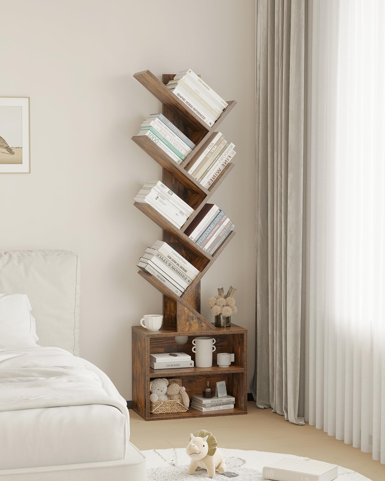 Millwood Pines 6-Layer Tree-Shaped Bookshelf, Small Bookcase With ...
