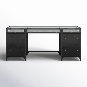 Four Hands Shadow Box Glass Executive Desk & Reviews | Perigold