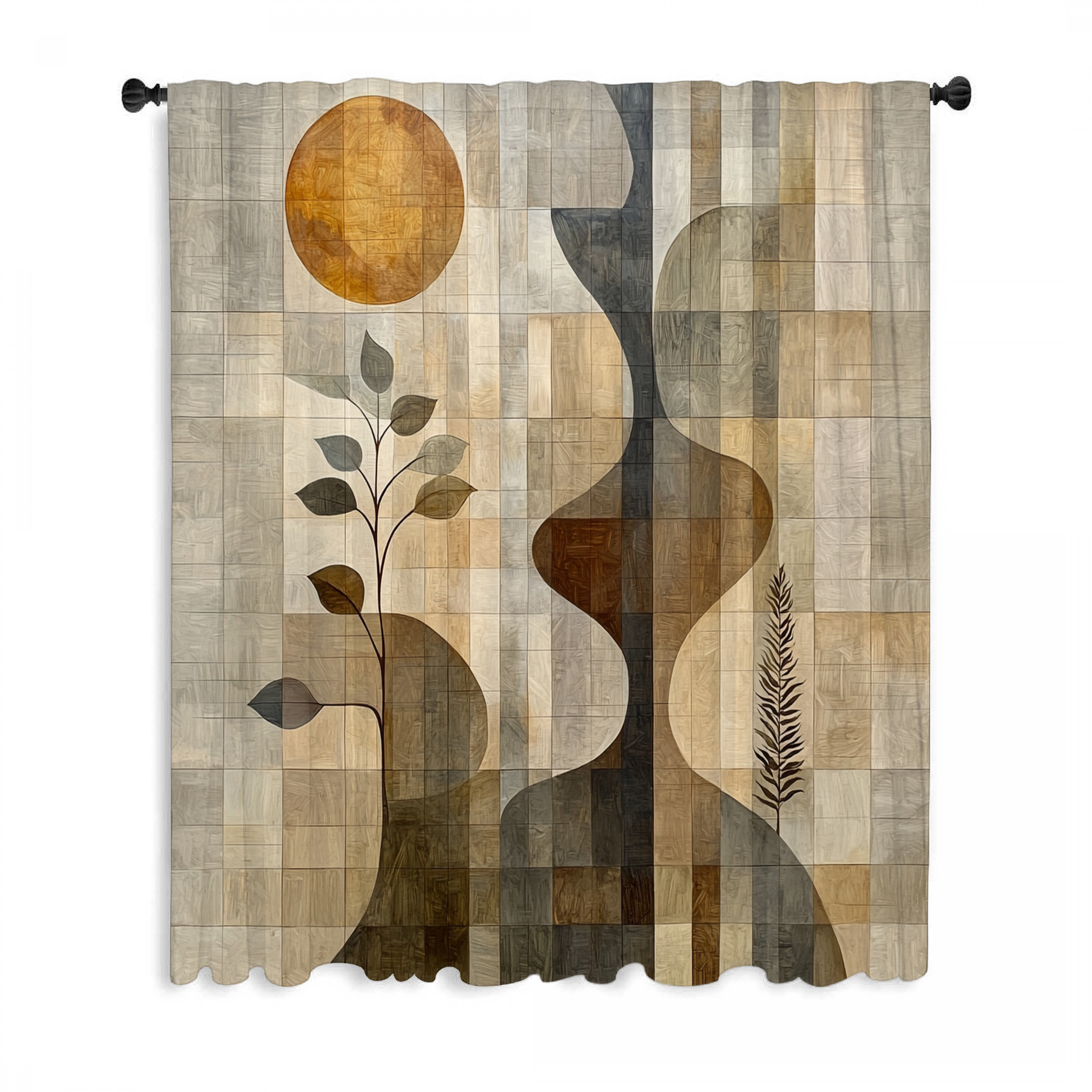 Corrigan Studio® Sun Window Curtains, Abstract Blockout & Sheer ...