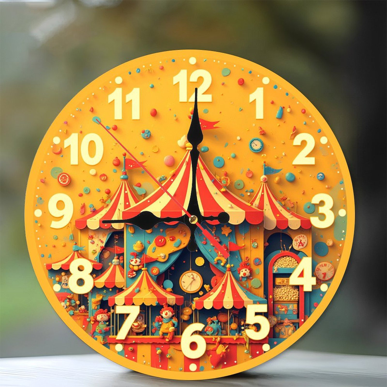 East Urban Home circus clock carnival design cute illustration | Wayfair