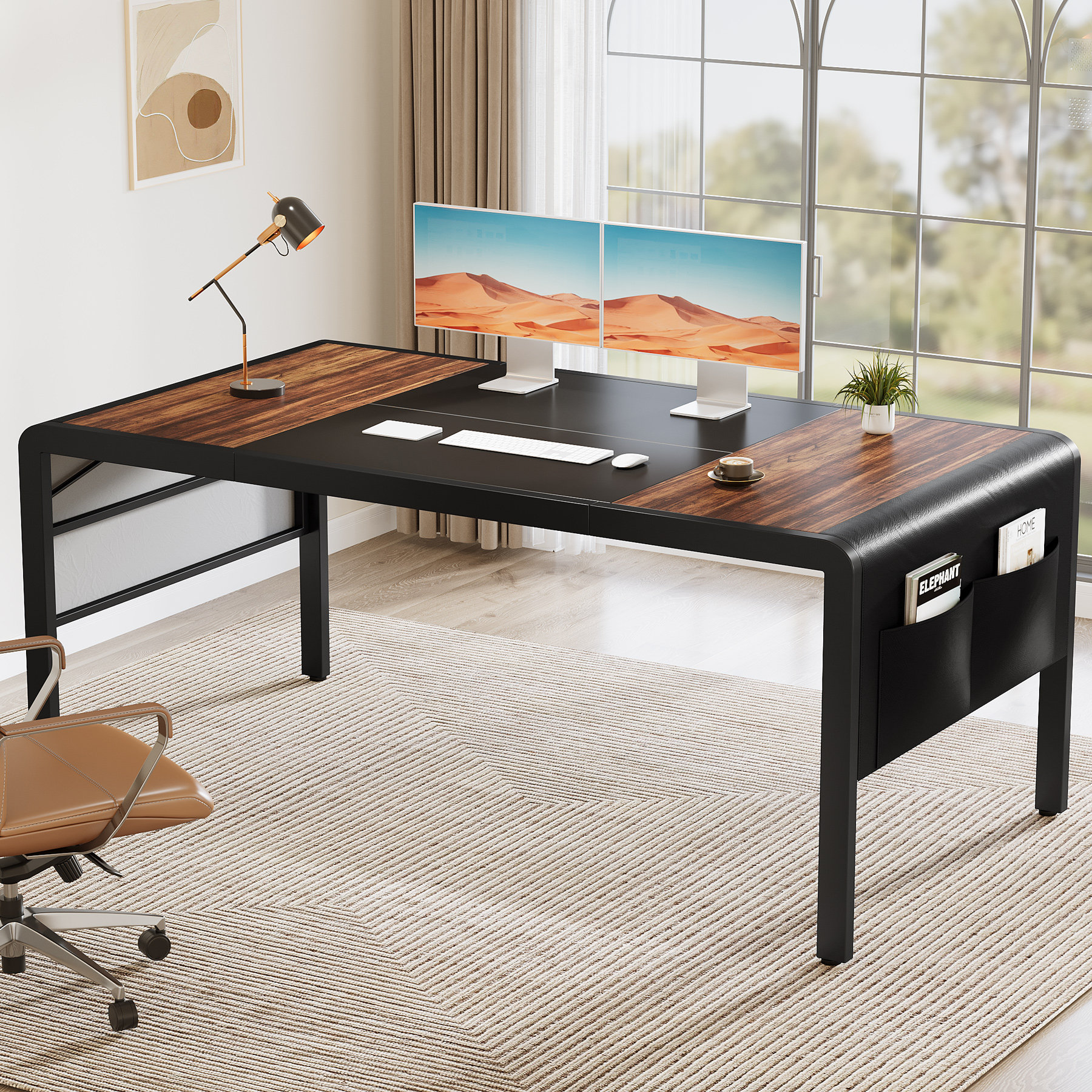 17 Stories Zujeily 63-Inch Large Computer Desk with Storage Bag, Home ...