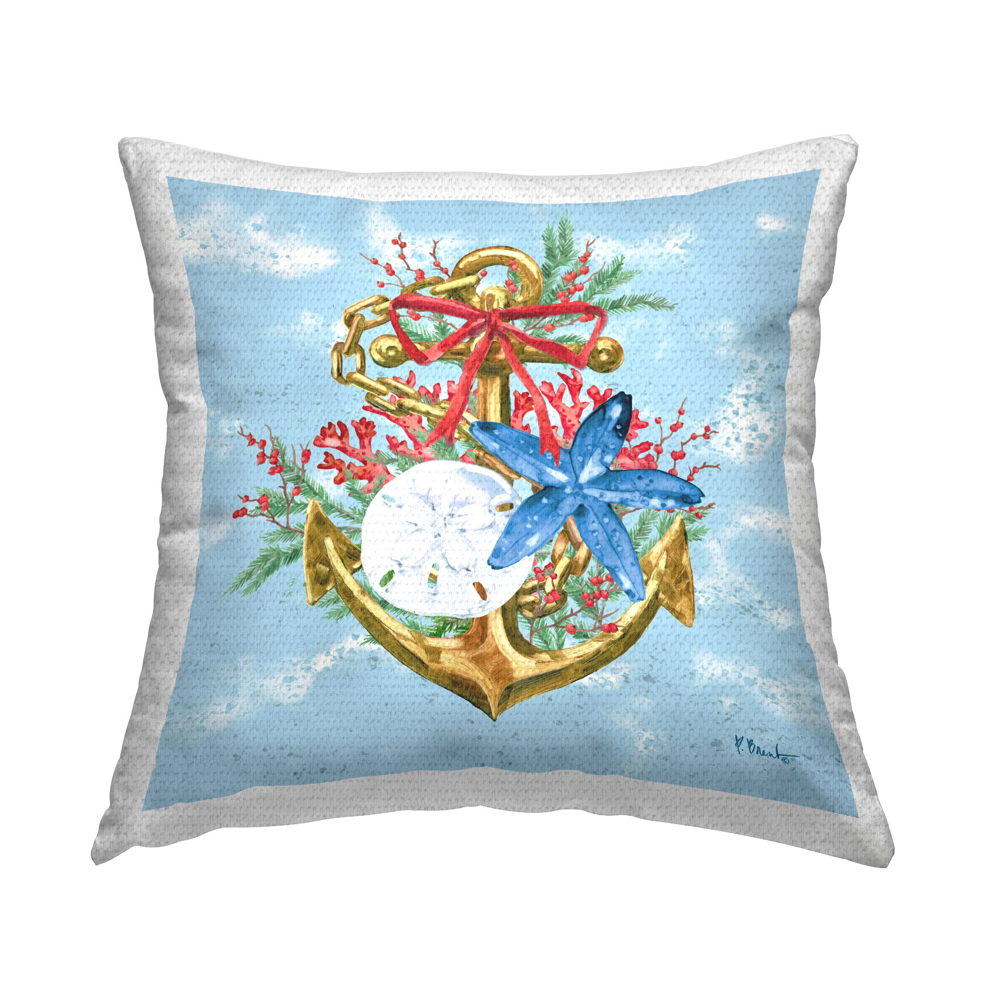Stupell Industries Holiday Submerged Anchor Design by Paul Brent Outdoor Printed Pillow | Wayfair