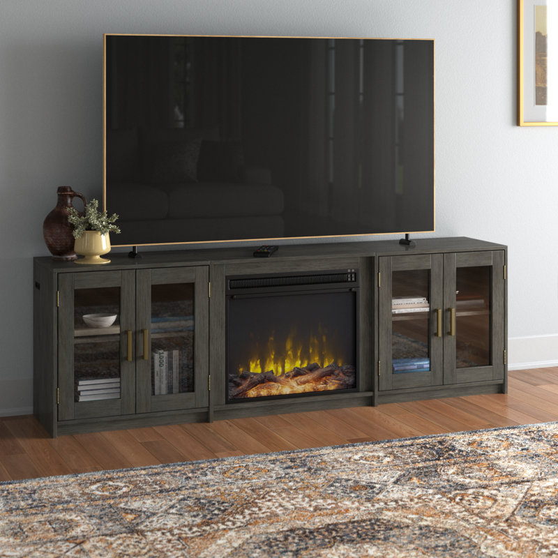 Three Posts™ Kropf TV Stand for TVs up to 80" with Electric Fireplace ...