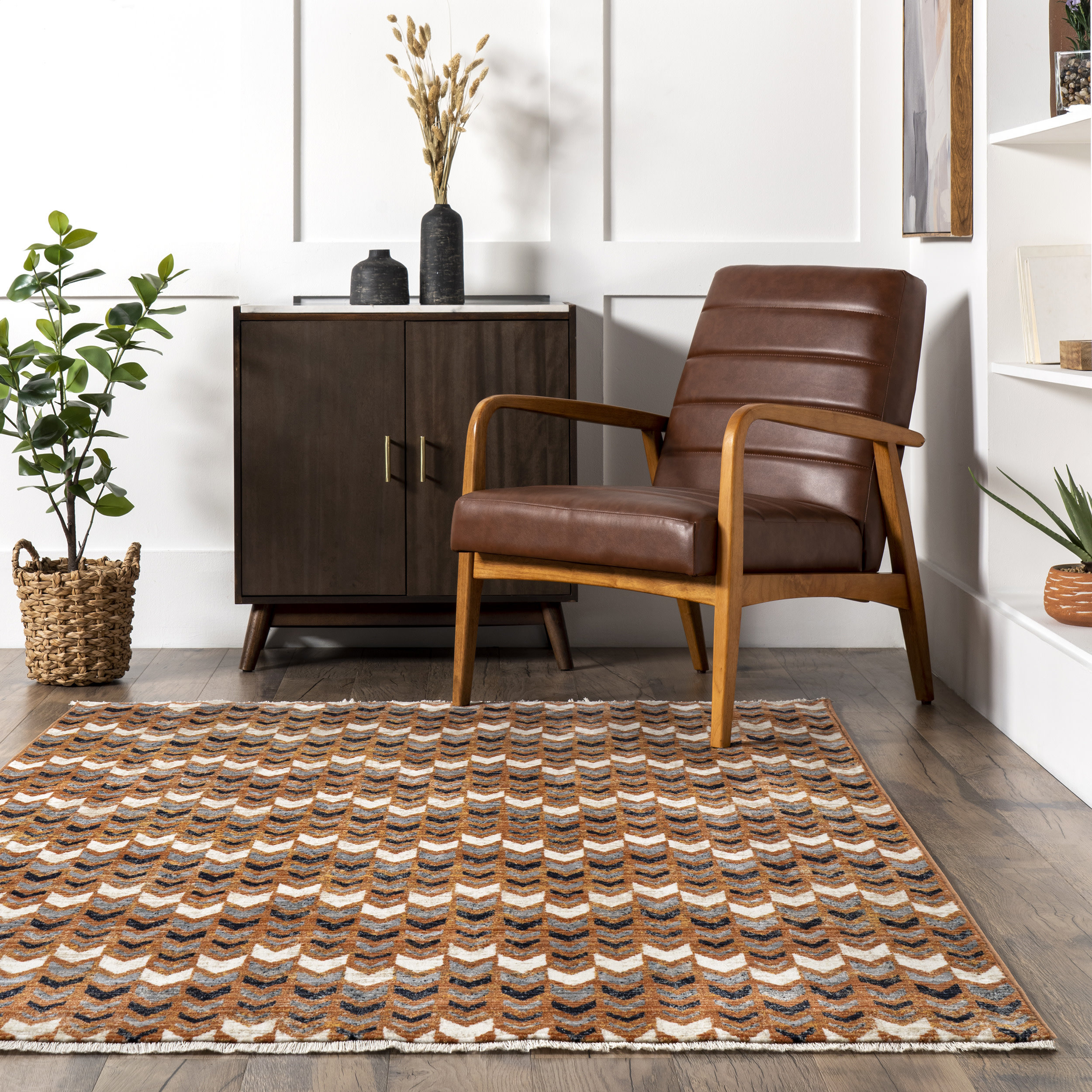 Foundry Select Genie Chevron Bohemian Fringe Area Rug | Wayfair