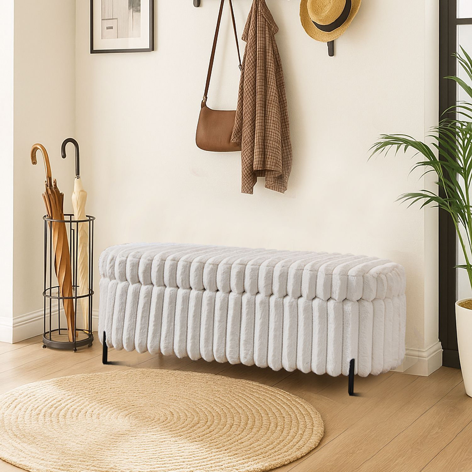 Mercer41 Modern Velvet Storage Bench upholstered storage bench with ...